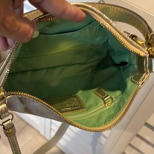 Coach | Bags | Coach Gold And Tan Crossbody Bag With Gold Hardware ...